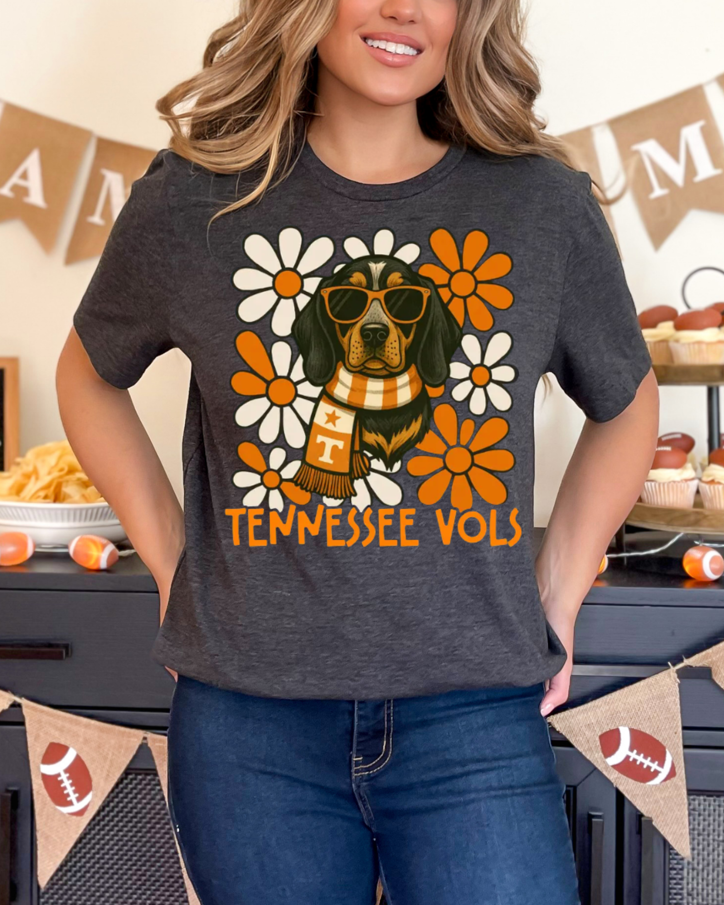 Tennessee Vols Smokey Flower Tee – Retro Floral Game Day Graphic T-Shi ...